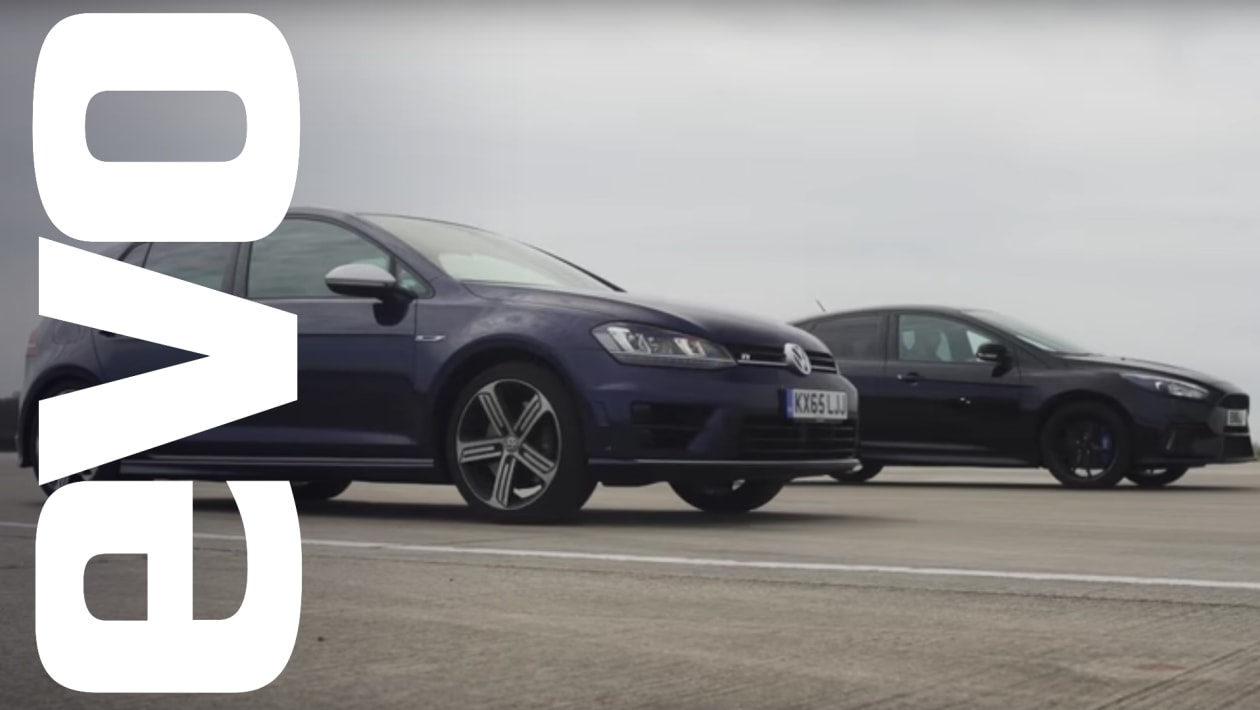 Ford Focus RS vs Volkswagen Golf R - which is fastest? | evo