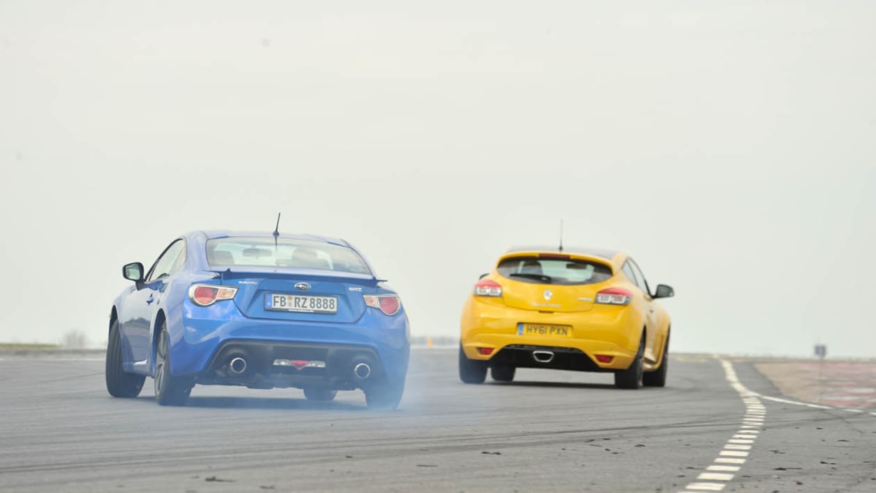 2012 Subaru BRZ v Renaultsport Megane 265 Trophy track test video | evo