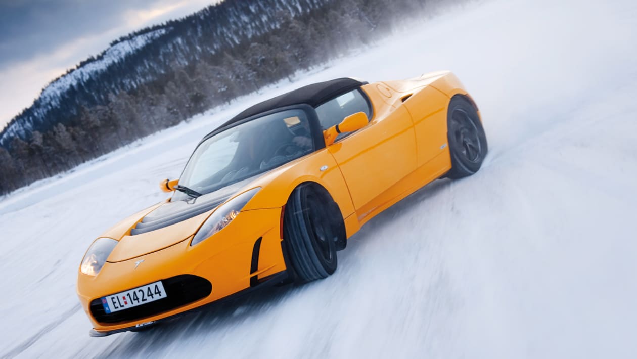 Tesla Roadster: Ice driving | evo