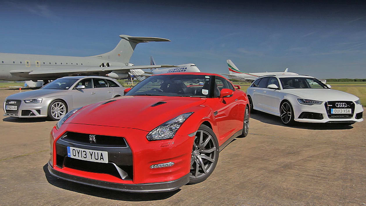Nissan GT-R vs Audi RS6 vs Audi RS4 drag race video | evo
