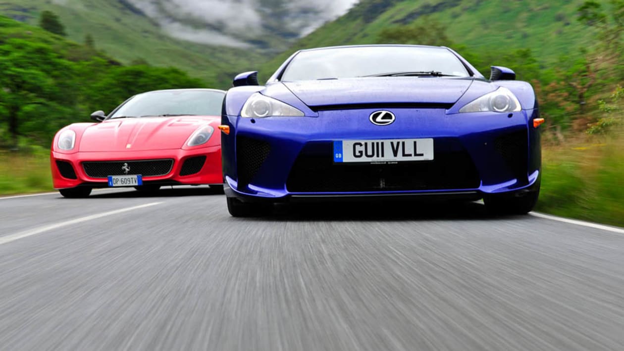 Ferrari 599 GTO v Lexus LFA road test | evo