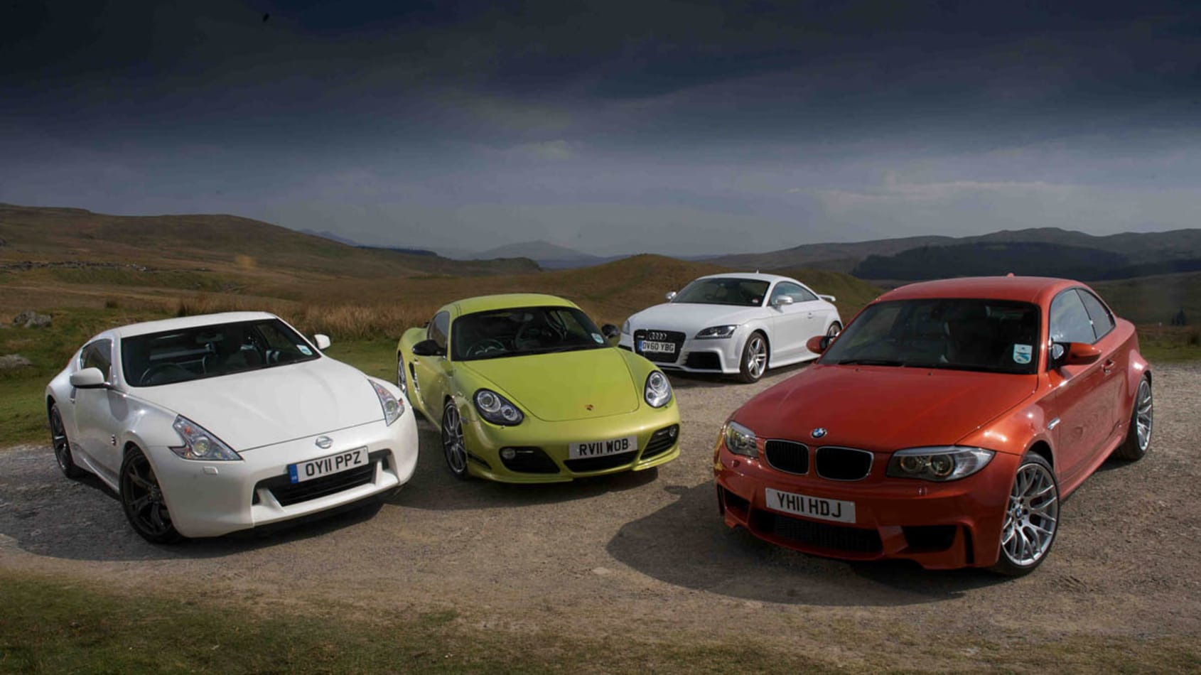 BMW 1-series M Coupe v Porsche Cayman R, Audi TT RS, Nissan 370Z ...